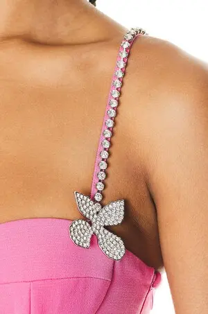 AREA Butterfly Crystal Mini Dress