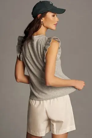 NATION LOS ANGELES Paulette Ruffle Tank Top - Grey