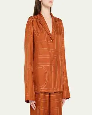 TOTEME Monogram Silk Pajama Top - Rustcopper