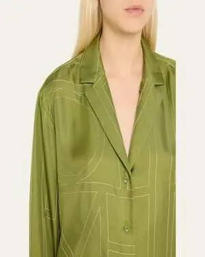 TOTEME Monogram Silk Pajama Top - Rustcopper
