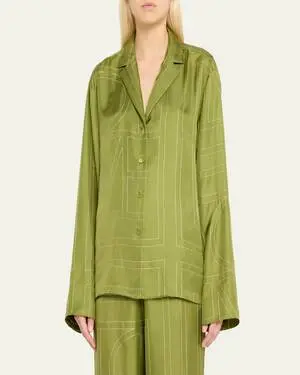 TOTEME Monogram Silk Pajama Top - Rustcopper