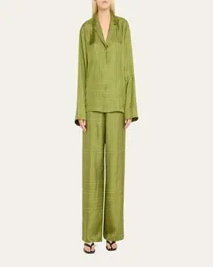 TOTEME Monogram Silk Pajama Top - Rustcopper