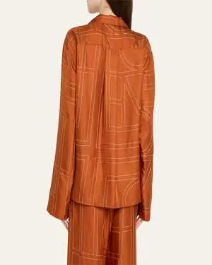 TOTEME Monogram Silk Pajama Top - Rustcopper