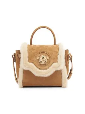 Versace Women's Medusa Shearling Top-Handle Bag - Natural - Natural
