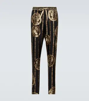 Dolce & Gabbana Printed Silk Straight Pants