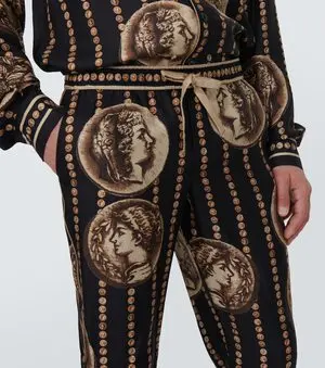 Dolce & Gabbana Printed Silk Straight Pants