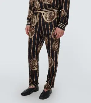 Dolce & Gabbana Printed Silk Straight Pants