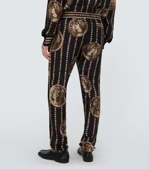 Dolce & Gabbana Printed Silk Straight Pants