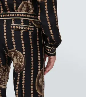 Dolce & Gabbana Printed Silk Straight Pants