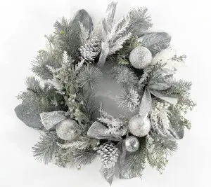 SAFAVIEH Faux 26' Frosted Pine Wreath - One-color