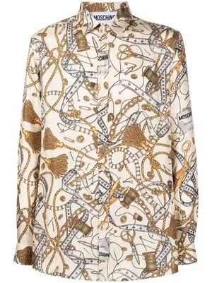 Moschino Graphic-print Silk Shirt - Neutrals