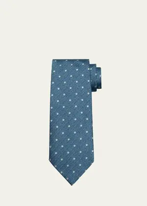 TOM FORD Men's Polka Dot Silk Tie Bluette