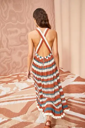 white christmas dresses Anita Hand Crochet Dress - Agate Red Sleeveless Maxi Dress