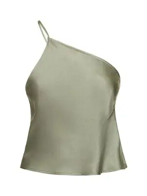 ANINE BING Mandy Asymmetric Silk Top - Green
