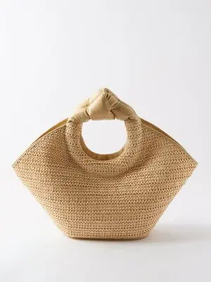 Hereu Hereu - Castell Leather And Raffia Tote Bag - Womens - Natural - ONE SIZE - Natural