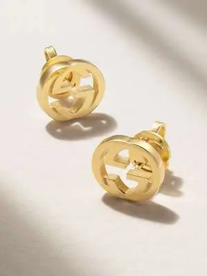 Gucci Interlocking G 18-karat Stud Earrings