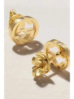 Gucci Interlocking G 18-karat Stud Earrings