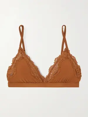 SKIMS Fits Everybody Lace Triangle Bralette - Brown