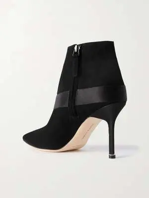 Manolo Blahnik Plinianu 90 Crystal-embellished Suede Ankle Boots