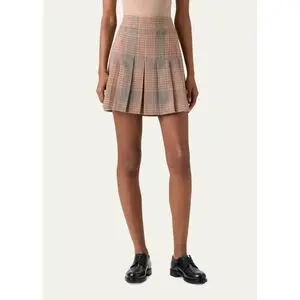 Akris Glen Check Pleated Mini Skirt