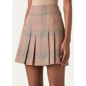 Akris Glen Check Pleated Mini Skirt
