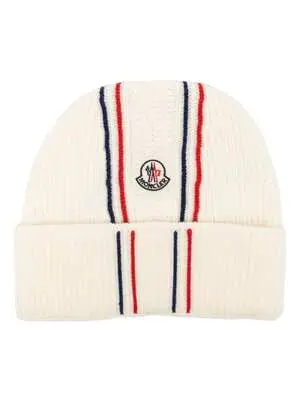 Moncler Tricolor Virgin Wool Beanie - White