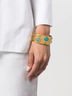 Sylvia Toledano Byzantine Gemstone Cuff Bracelet - Gold