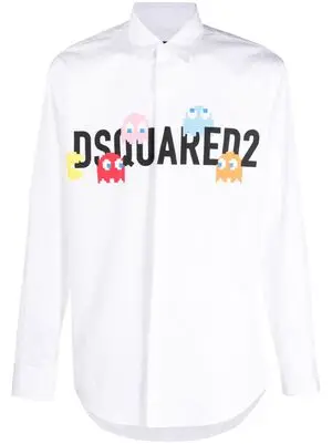 Dsquared2 Logo-print Long-sleeve Cotton Shirt - White
