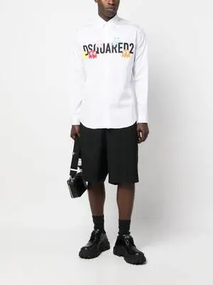 Dsquared2 Logo-print Long-sleeve Cotton Shirt