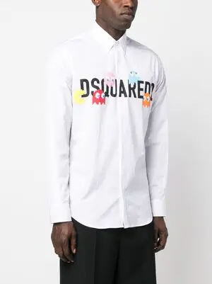 Dsquared2 Logo-print Long-sleeve Cotton Shirt