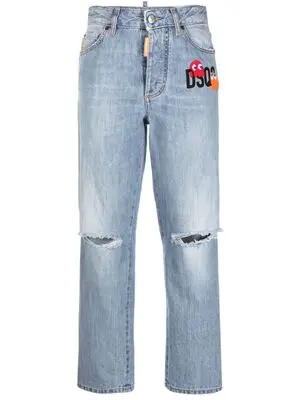 Dsquared2 Distressed Cropped Jeans - Blue