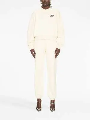Off-White Print Cotton Track Pants - White
