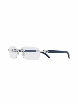 Cartier Rimless Square-frame Glasses - Blue