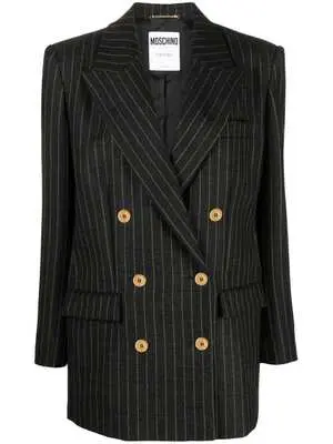 Moschino Pinstripe Wool Double-breasted Blazer - Grey