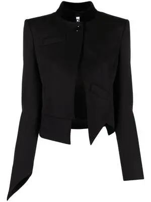 Moschino Cropped Asymmetric Twill Blazer - Black