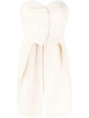 Moschino Asymmetric Virgin-wool Top - Neutrals