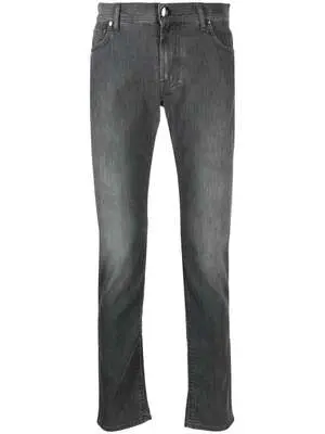 Corneliani Low-rise Straight-leg Jeans - Grey