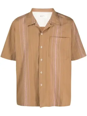 Universal Works Camp-collar Embroidered Cotton Shirt - Neutrals