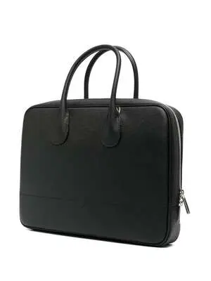 VALEXTRA Grained-texture Leather Laptop Bag - Black