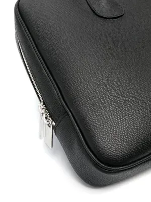 VALEXTRA Grained-texture Leather Laptop Bag - Black