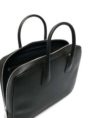 VALEXTRA Grained-texture Leather Laptop Bag - Black