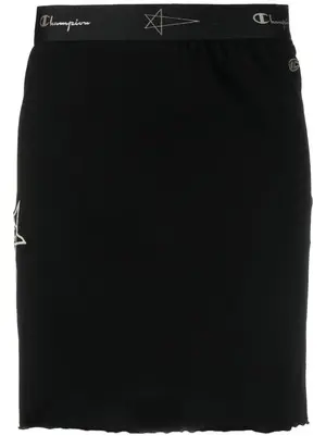 Rick Owens Logo-embroidered Straight Skirt - Black