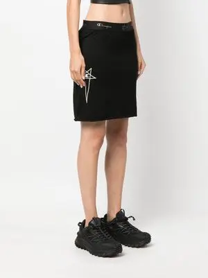 Rick Owens Logo-embroidered Straight Skirt