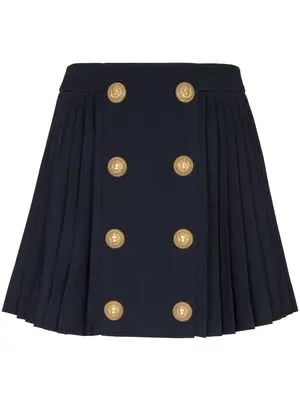 Balmain Button-detail Pleated Mini Skirt