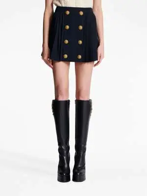 Balmain Button-detail Pleated Mini Skirt