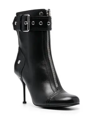 Alexander McQueen Buckle-detail 90mm Leather Boots - Black
