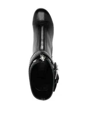 Alexander McQueen Buckle-detail 90mm Leather Boots - Black