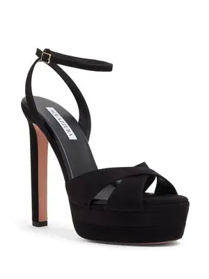 AQUAZZURA 130mm Suede Platform Sandals - Black