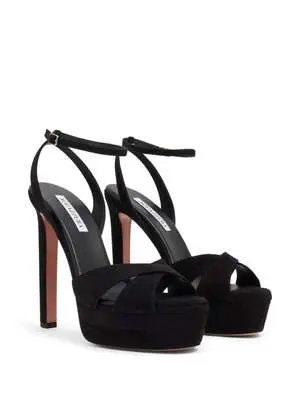 AQUAZZURA 130mm Suede Platform Sandals - Black