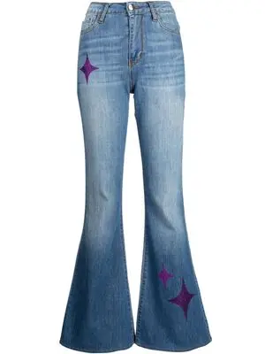 MADISON MAISON Star-print Flared Jeans - Blue